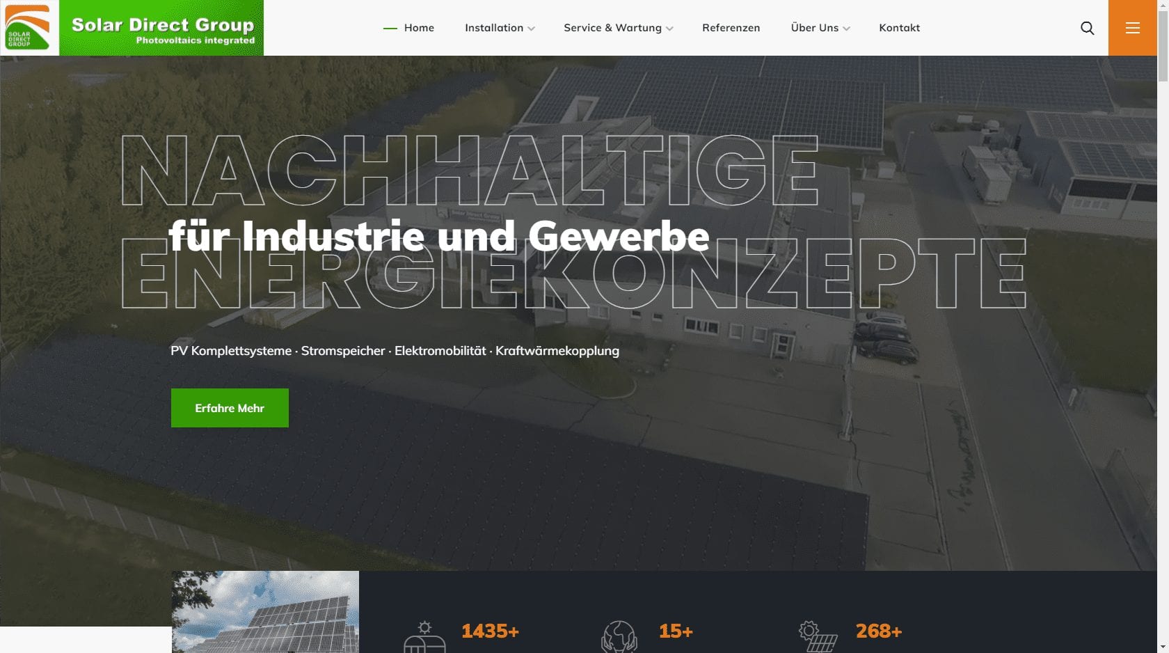 Neue Website | Solar Direct Group - Photovoltaics integrated